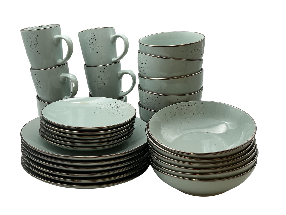 30 delige serviesset - 6 personen - blauw - groen - turquoise - aardew ...
